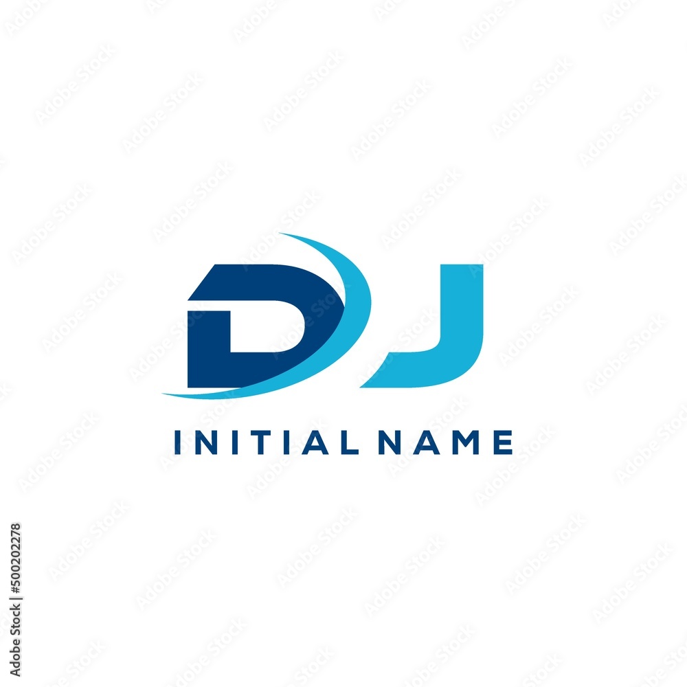 Letter DJ logo combined with swoosh curved line Stock Vector | Adobe Stock