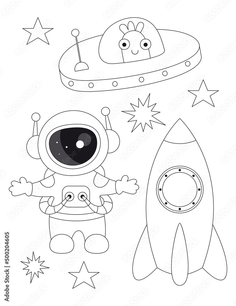 Space coloring page printable for children. Preschool Space. UFO ...