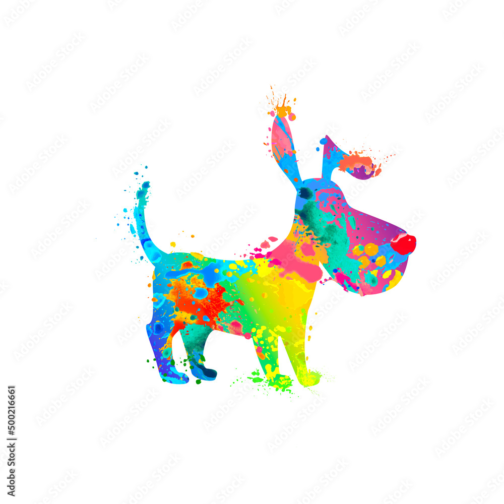 Vector abstract dog icon. Watercolor splash paint symbol Stock Vector ...