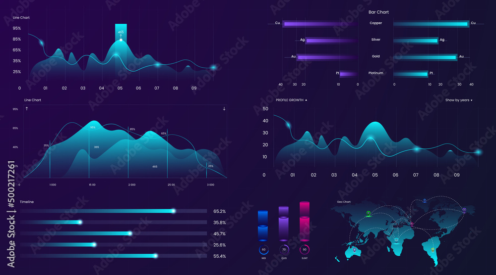 Ultimate infographic chart elements set with colorful chart design ...