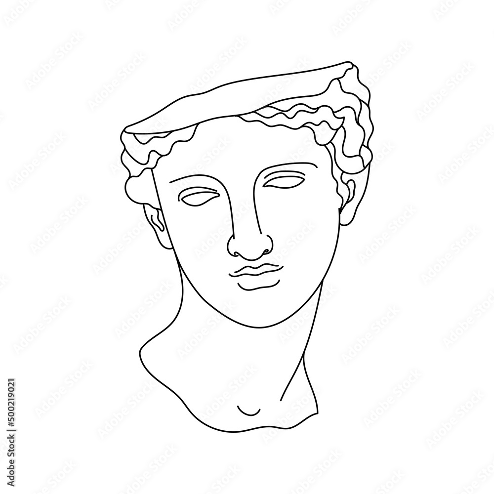 Aesthetic Greek Sculpture Line Art. Greece woman. Bohemian antique ...
