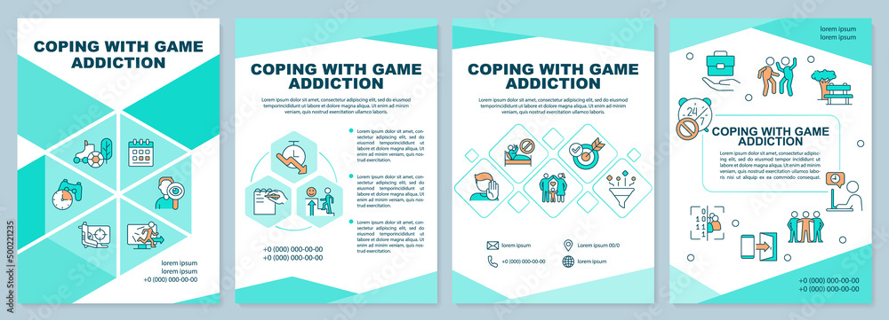 Coping with game addiction mint brochure template. Break with bad habit ...