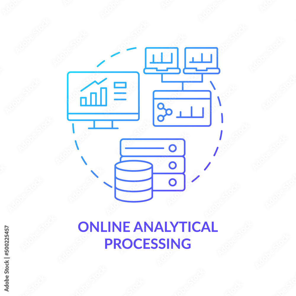 Online analytical processing blue gradient concept icon. Business ...
