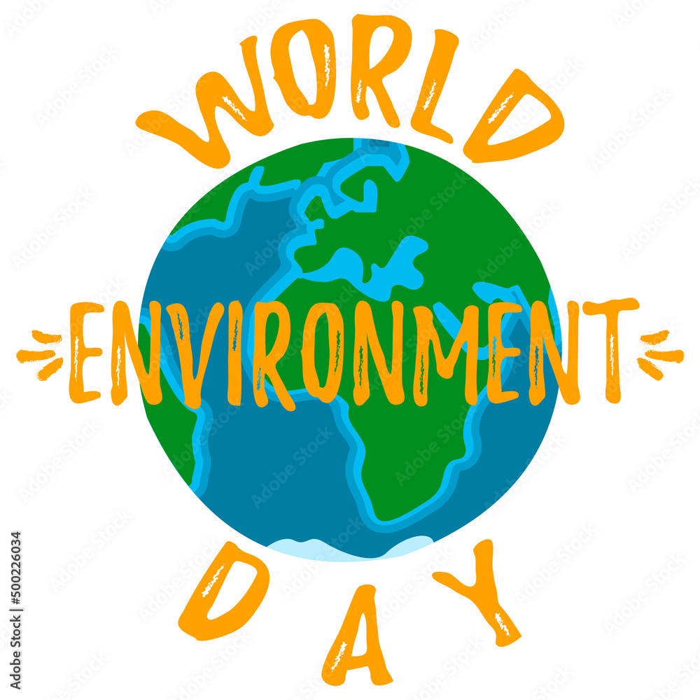 World Environment Day banner design. Planet Earth with text lettering World Environment Day ...