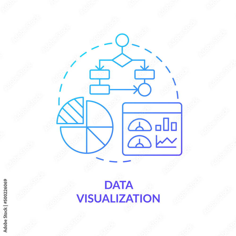 Data visualization blue gradient concept icon. Business intelligence ...