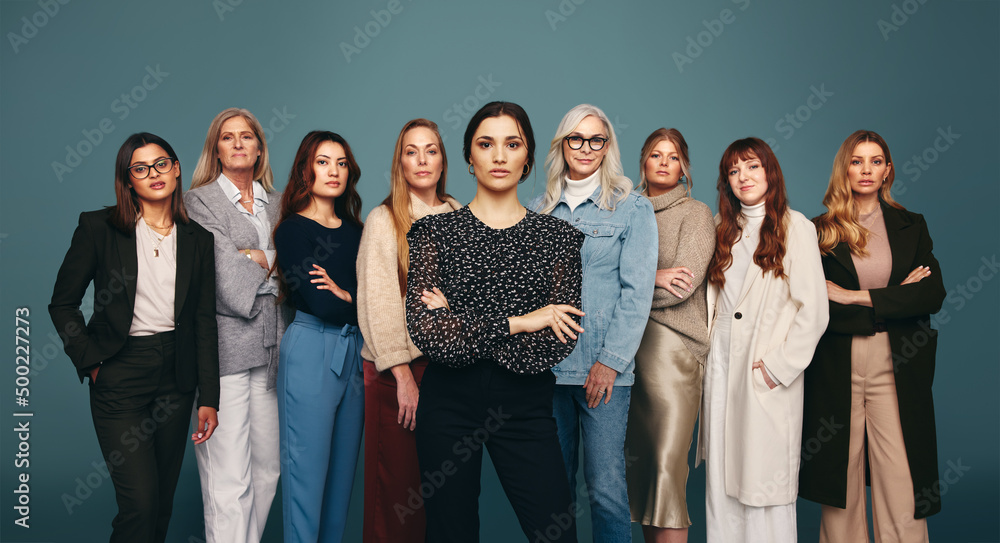 Young woman standing with a group of strong independent women Stock ...