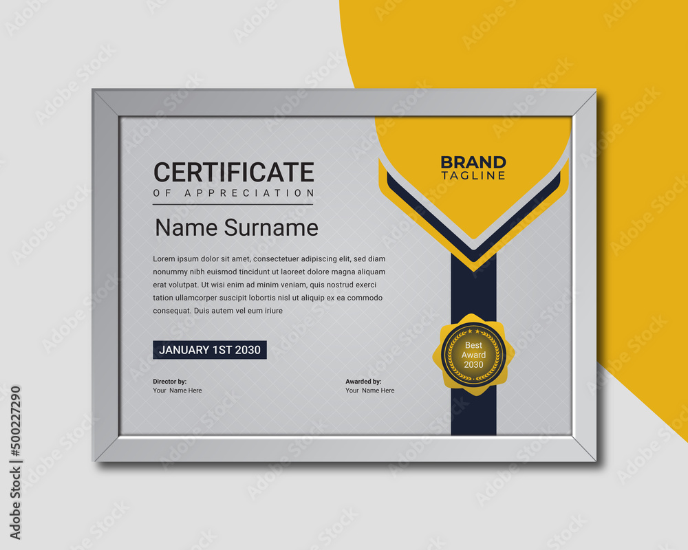 Certificate template with a classic frame and modern pattern design in ...