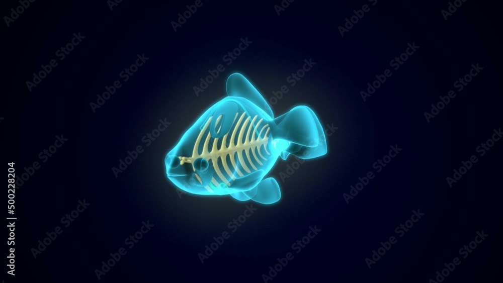 3d illustration of fish skeleton anatomy. Stock Video | Adobe Stock