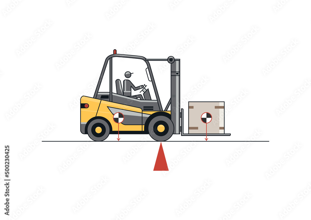 Forklift load capacity. Flat line vector design of forklift with ...