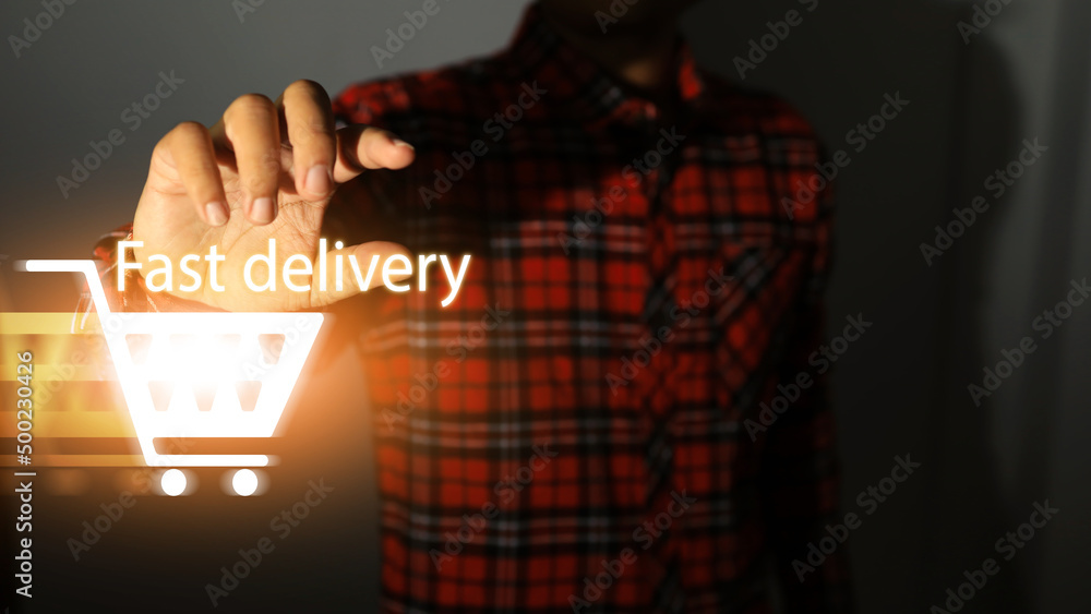 Shopping carts from online stores are delivered to recipients quickly ...