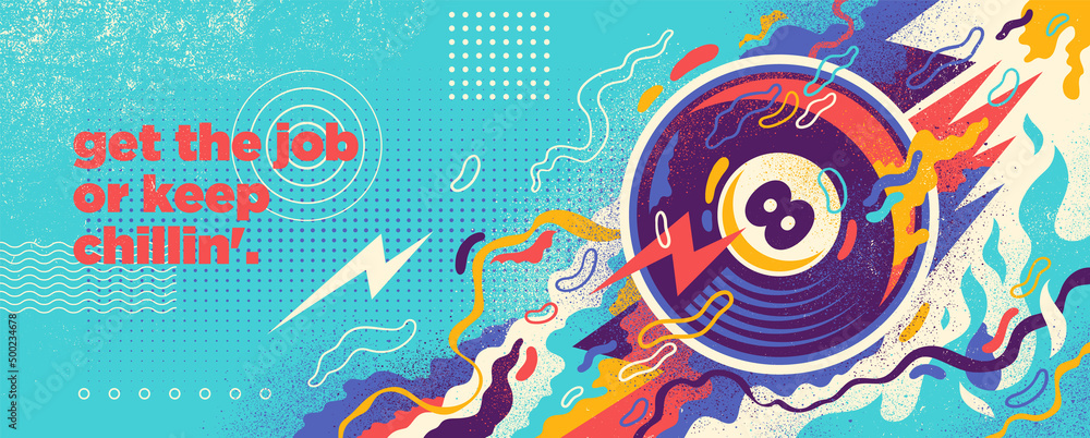 Abstract billiard banner design with billiard ball and colorful ...