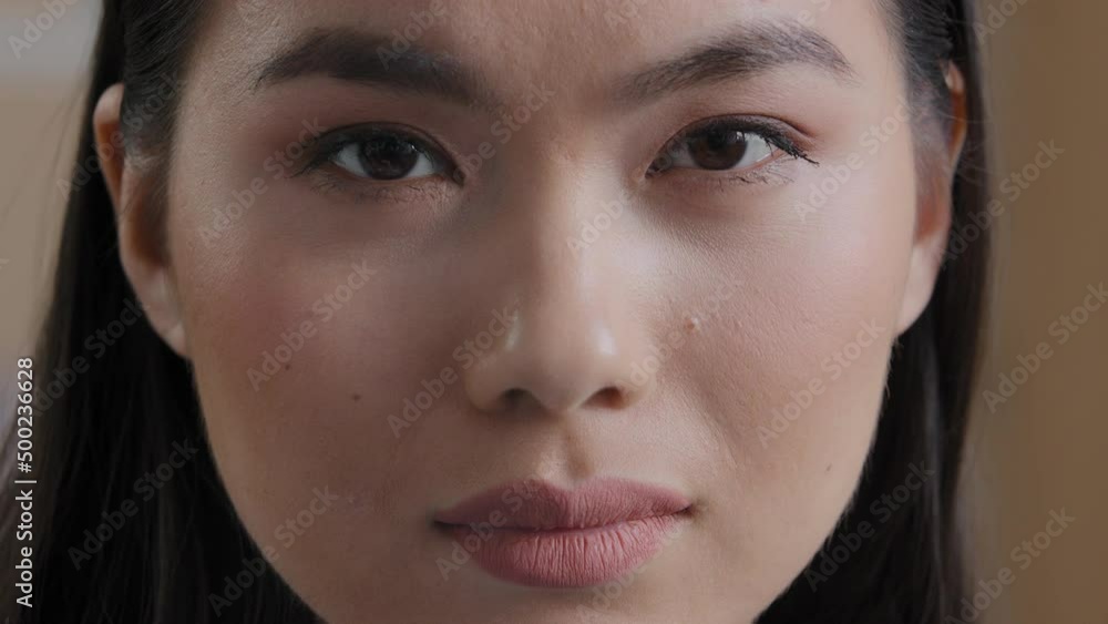 Extreme close up Asian woman face portrait body part perfect clean ...