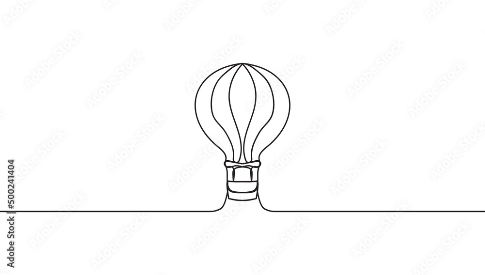 Air balloon in continuous line art drawing style Stock Vector | Adobe Stock