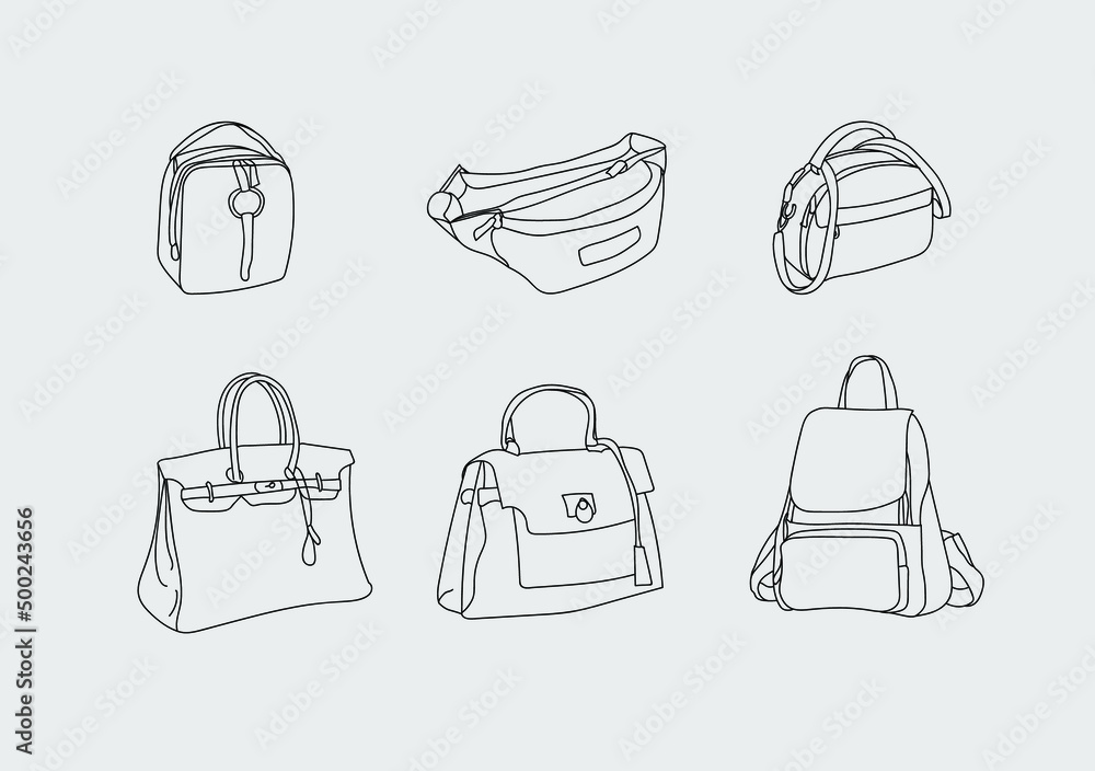 Fashion bags drawn by a line art Stock Vector | Adobe Stock