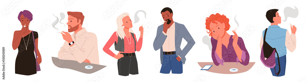 Bad lifestyle routine habit. tobacco addiction and cigaret dependence ...