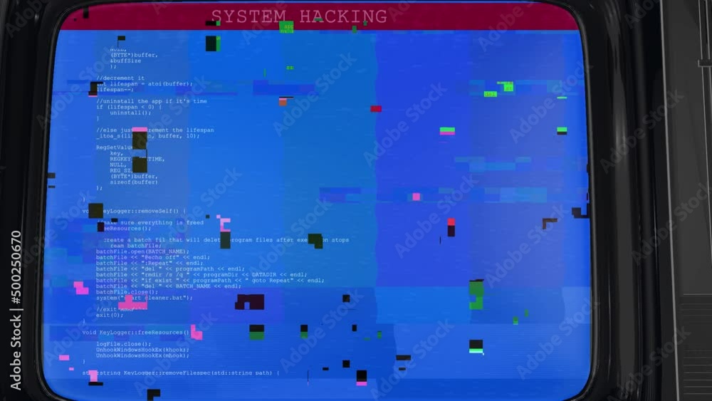 System Hacking digits moving on screen, Concept of digital 3D programming code abstract ...