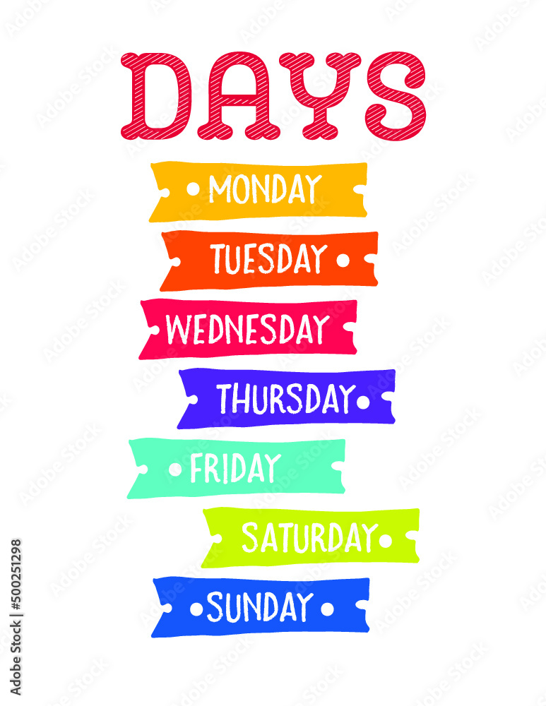 Days of the week Chart Stock Vector | Adobe Stock