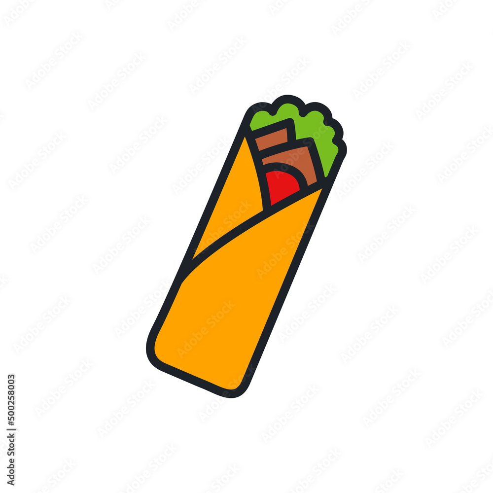 Shawarma icon. Fast food isolated line color icons Stock Vector | Adobe ...