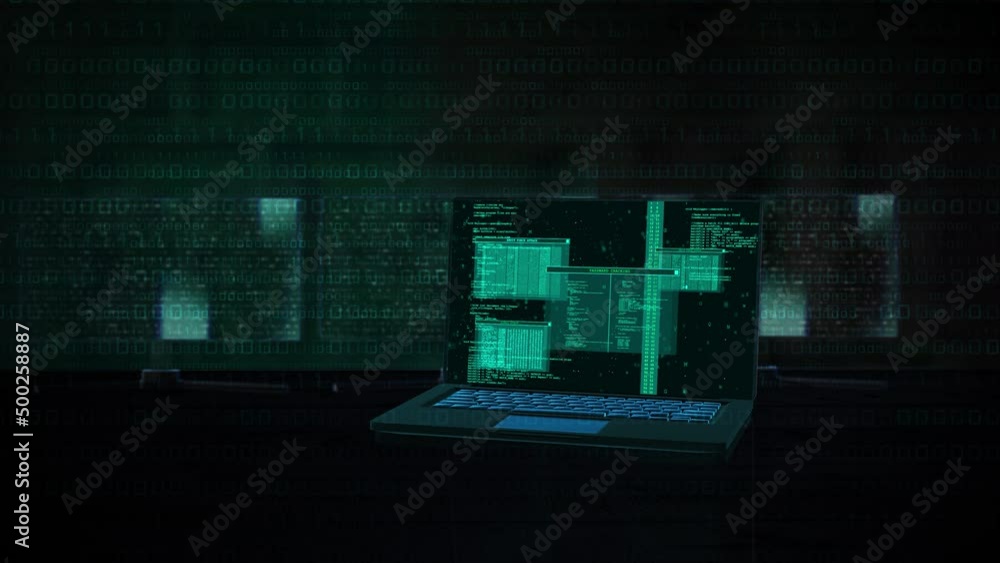 Computer protection, cyber safety and internet security Abstract concept Loop background. code ...