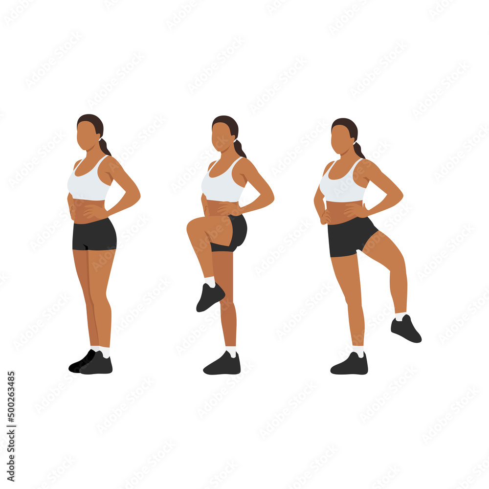 Woman doing standing open the gate or Dynamic stretches gate openers ...