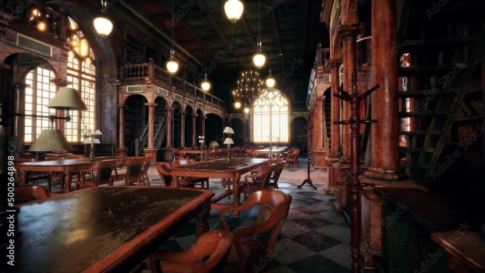 Animated library with old books 3d render 3d illustration. Stock Video ...