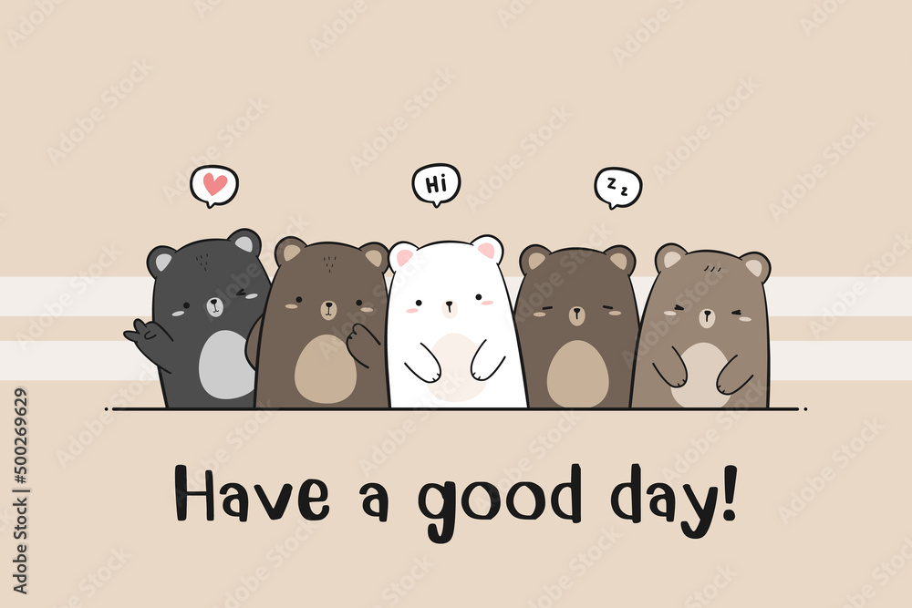 Cartoon Teddy Bear Friends