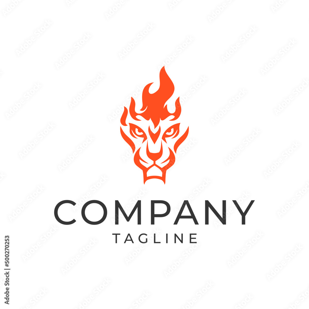 Abstract Beast Animal Lion Head and tiger Fire Flame Logo Icon vector ...