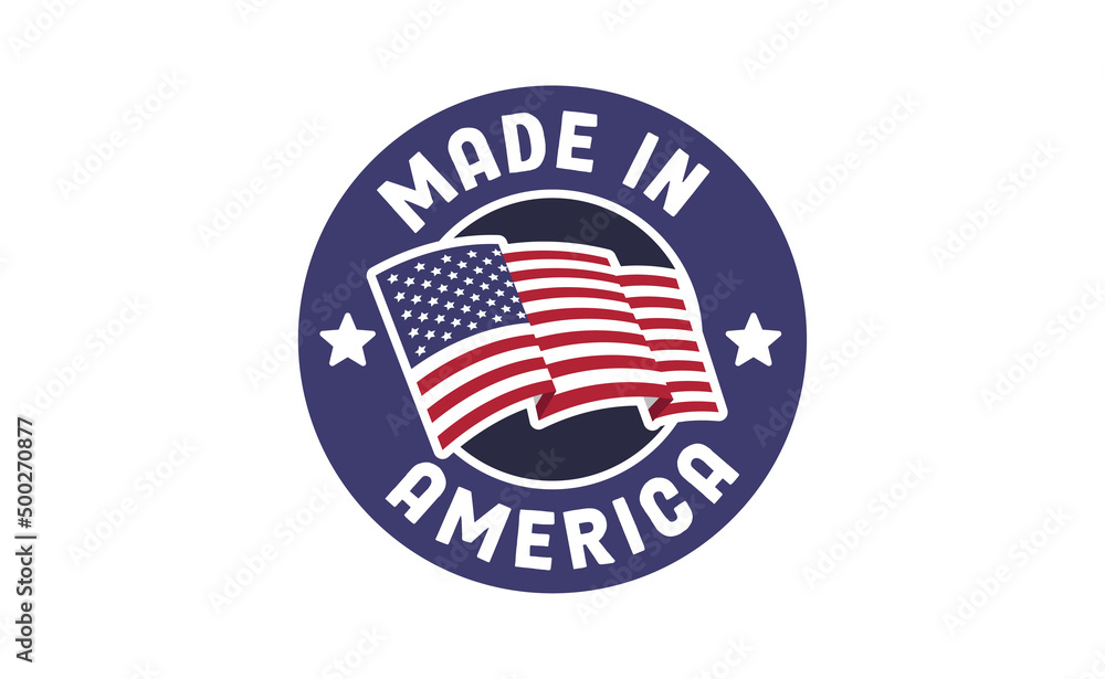 Made in America badge. United States patriotic symbol. American label ...