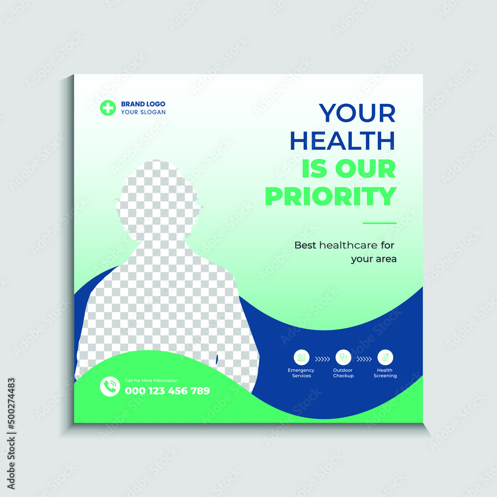 Healthcare banner and social media post or square banner and flyer ...