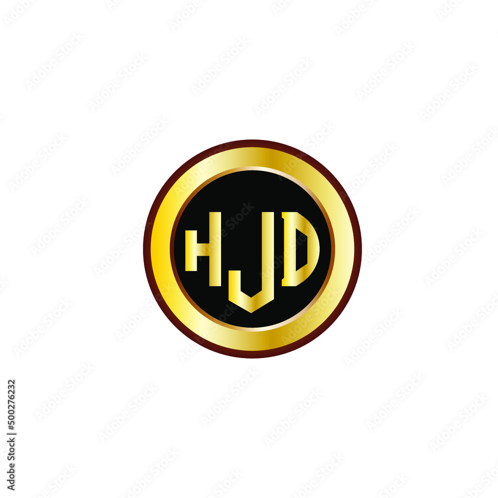 HJD letter circle logo design. HJD letter logo design with black ...