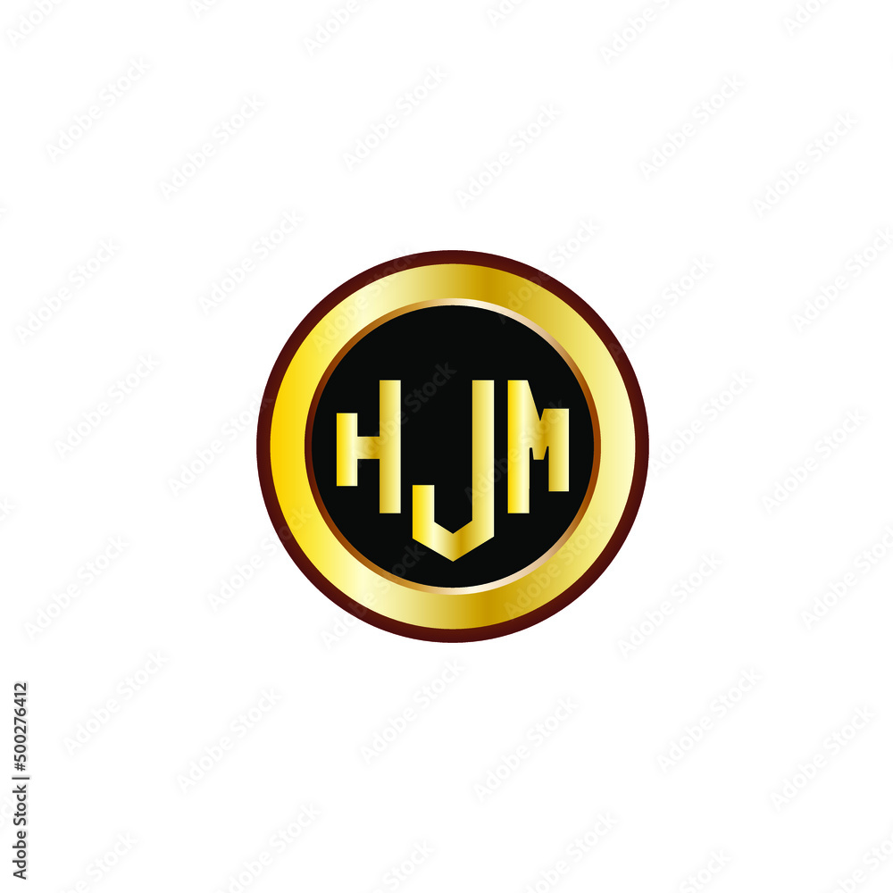 HJM letter circle logo design. HJM letter logo design with black ...