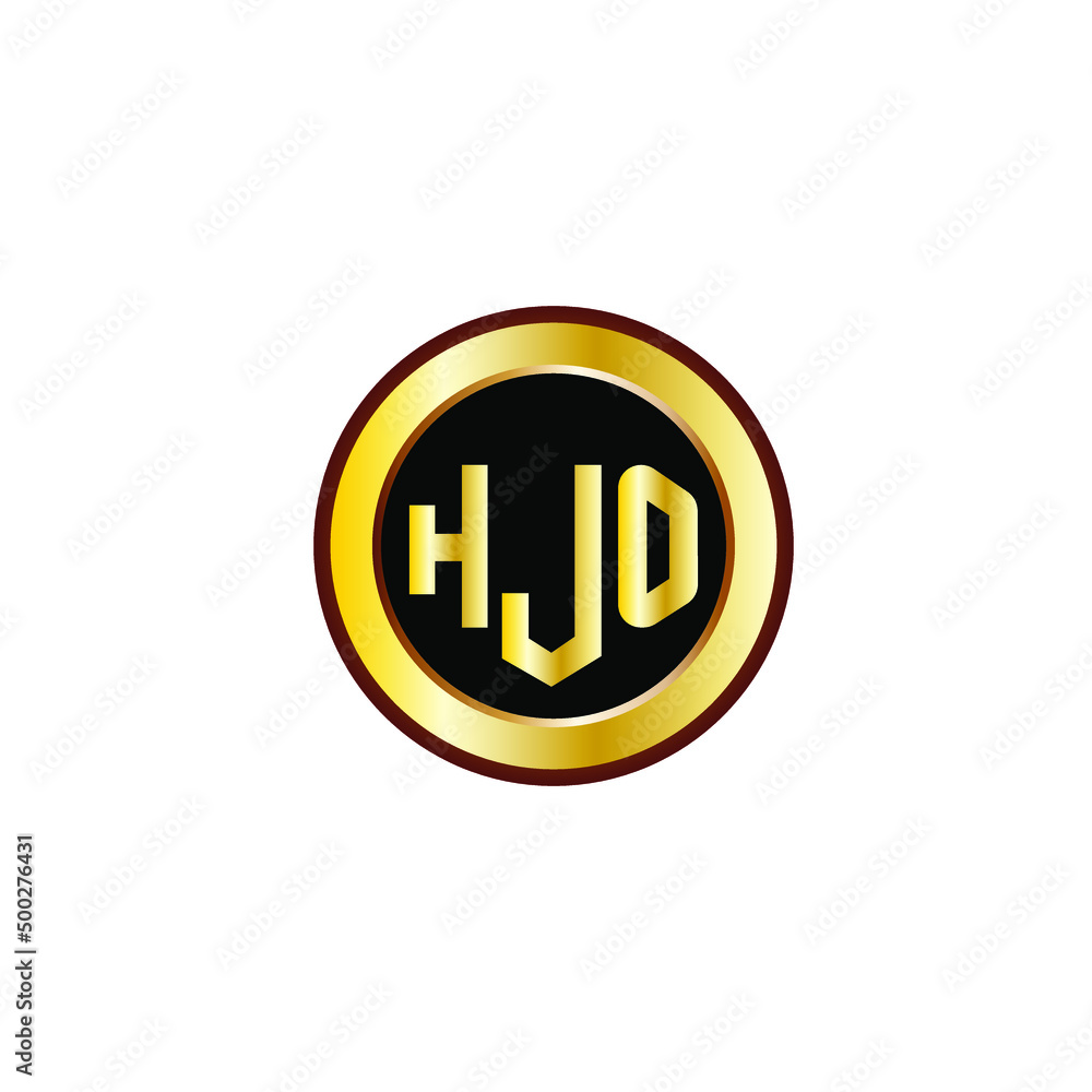 HJO letter circle logo design. HJO letter logo design with black ...