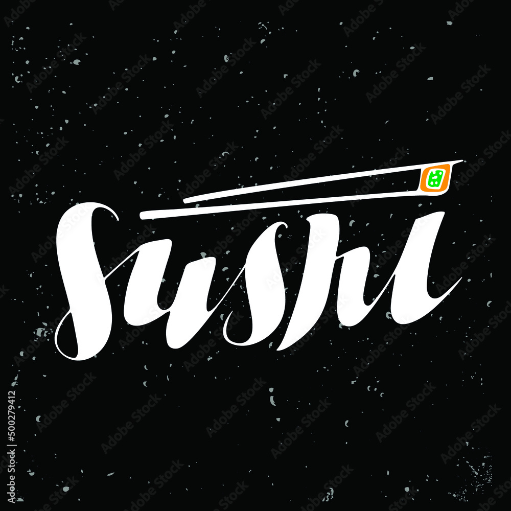 Vecteur Stock Sushi. Japanese food. Digital handwritten lettering for ...