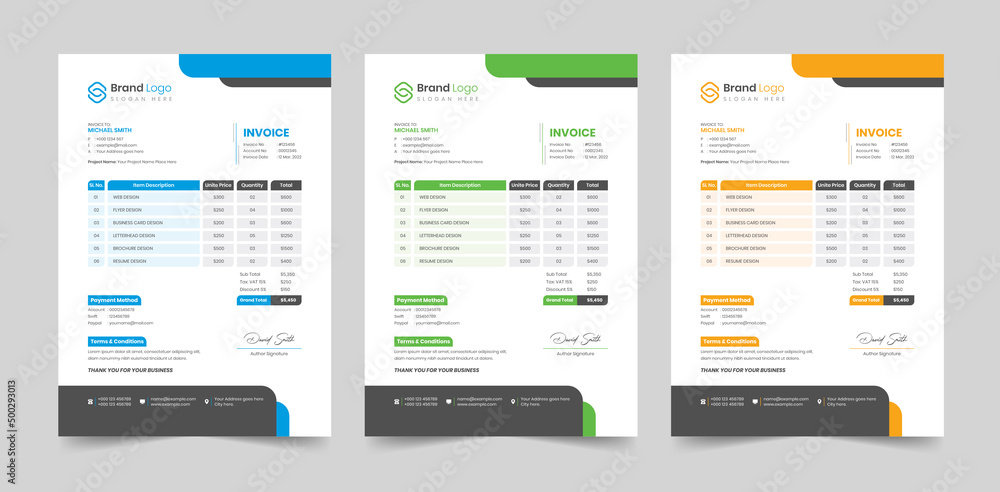 Company business invoice design | voucher design | report design ...