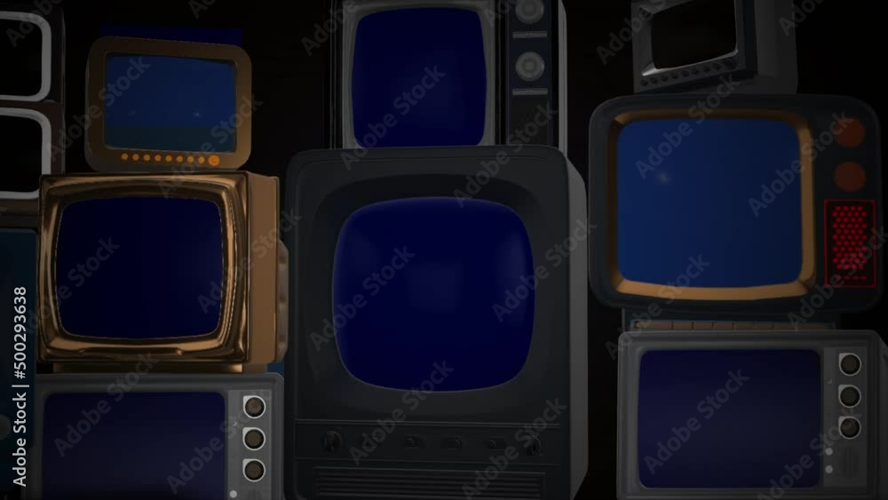 4K Vintage Televisions Retro Vintage TV Turning On Green Screens Loop ...