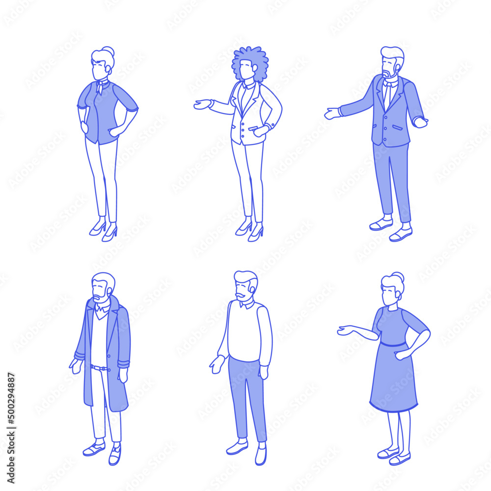 Set of different isometric people on white. Vector illustration flat ...