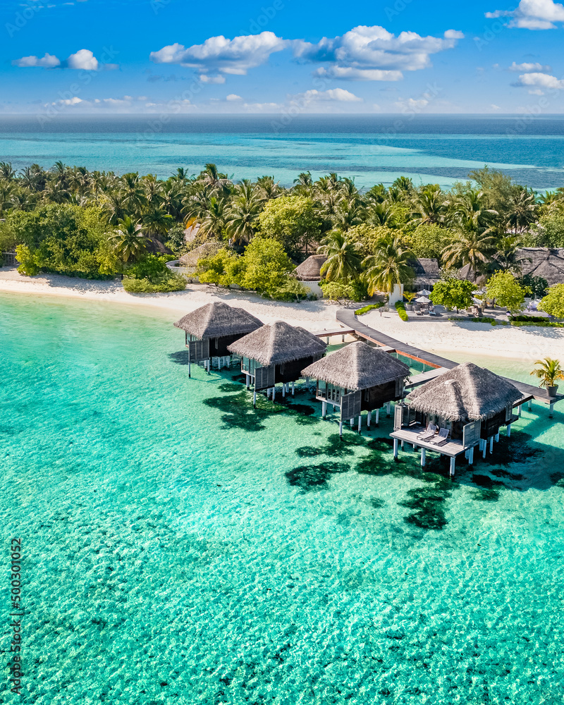 Sea beach aerial. Luxury summer travel vacation landscape. Tropical ...