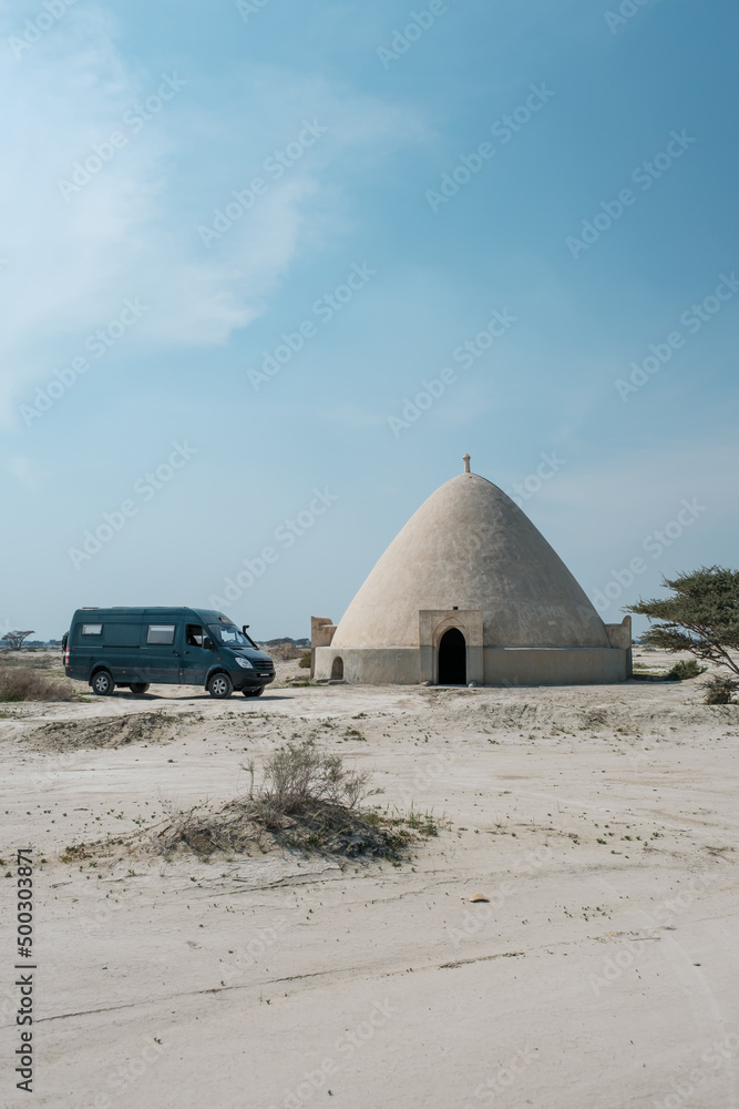 Campervan in front of Ab Anbar. An ab anbar is a traditional reservoir ...