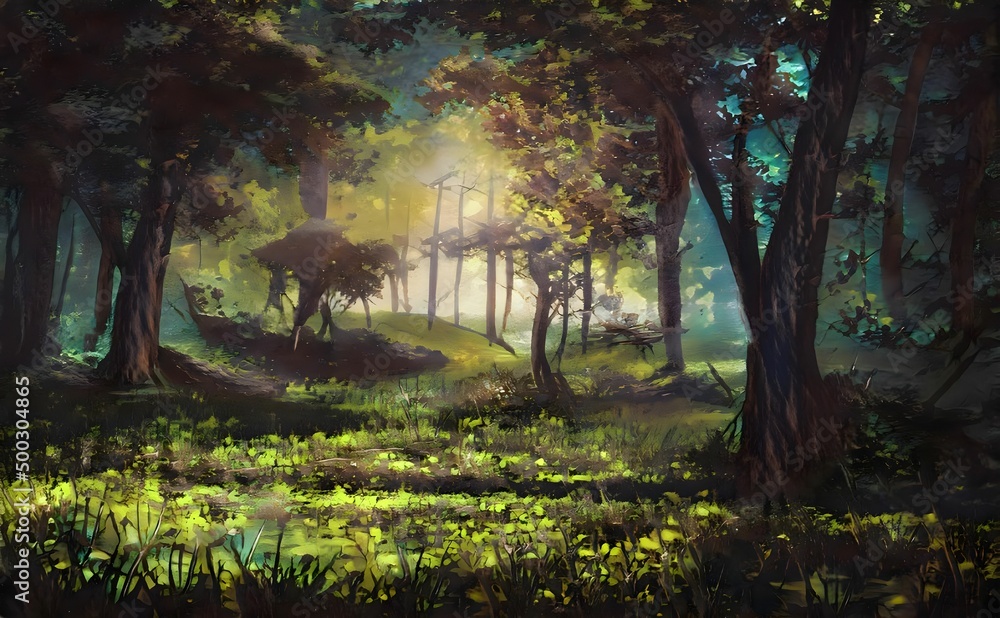 an image of a wooded area, forest concept art Stock Illustration ...