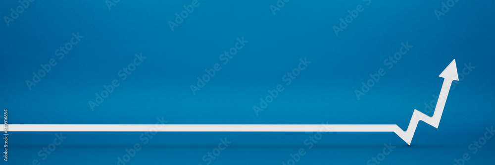 Inflation, rising inflation. Rising prices. White arrow on the chart up ...