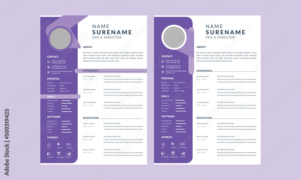 Cv template professional resume layout Stock Vector | Adobe Stock