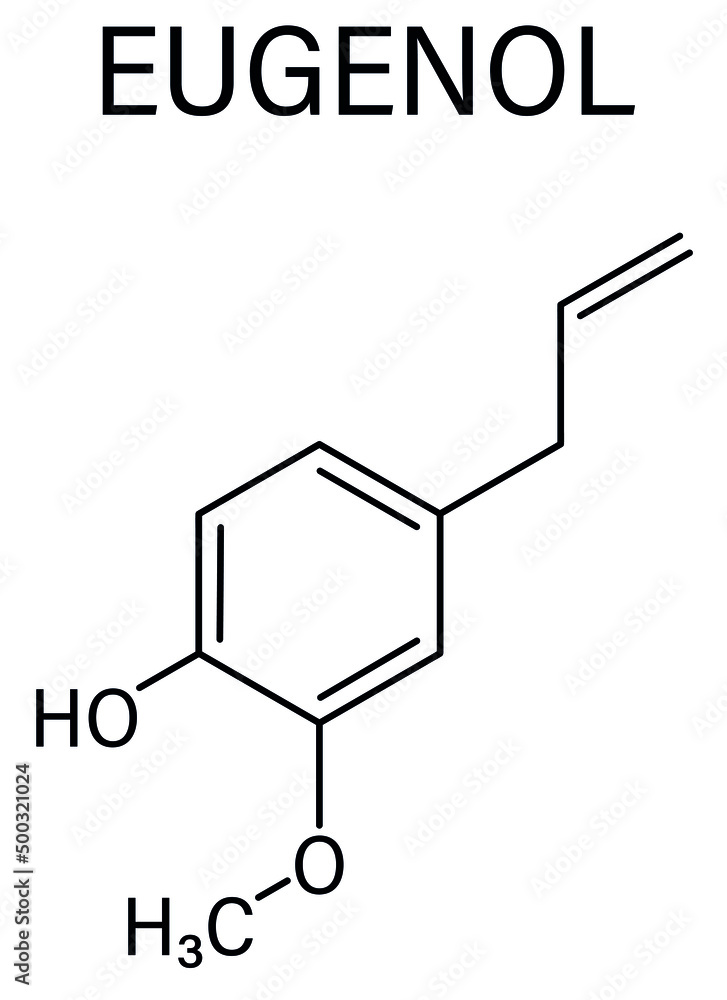 Eugenol herbal essential oil molecule. Present in cloves, nutmeg, etc ...