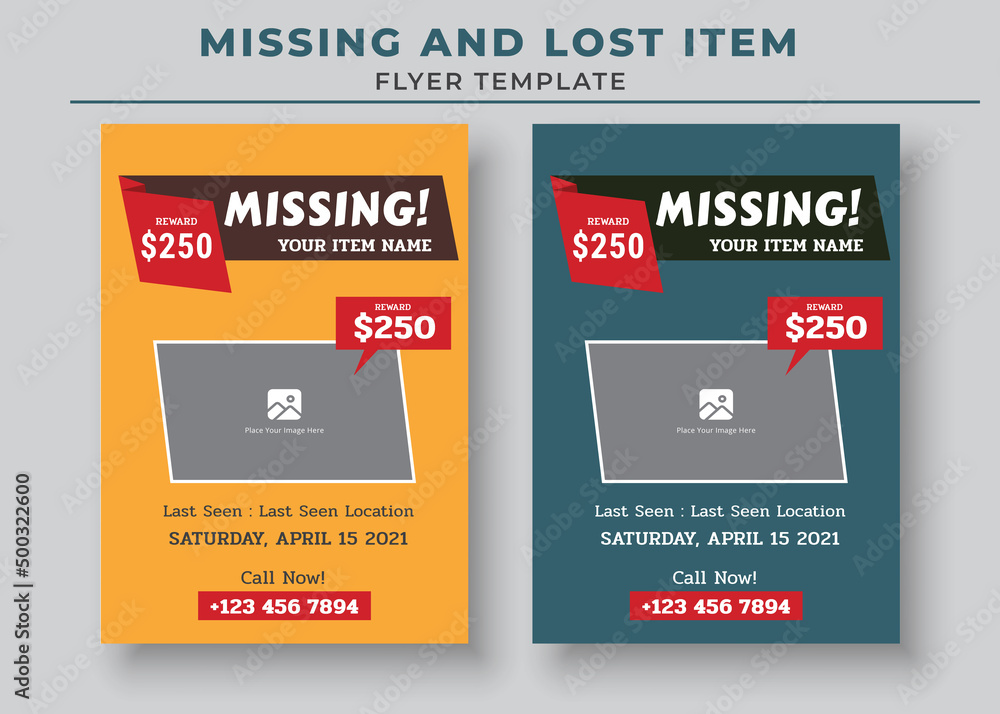 Missing and Lost Item flyer Template, Missing poster, Lost pet flyer ...