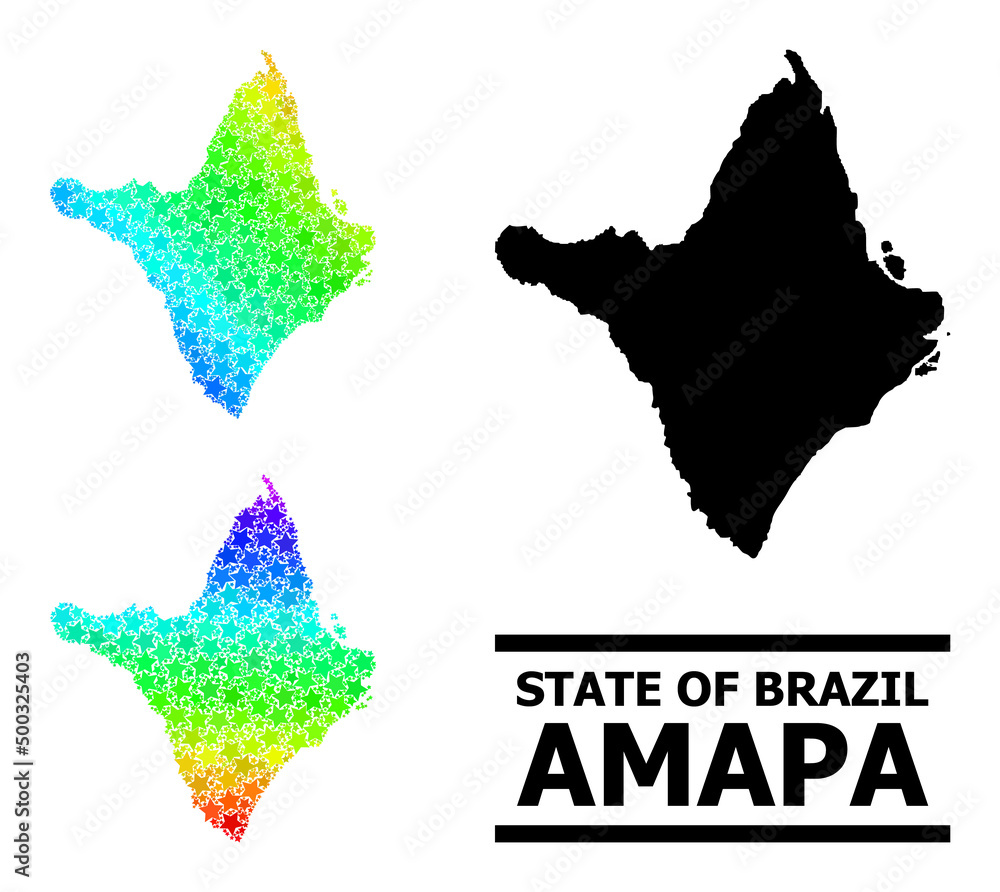 Spectrum gradient star collage map of Amapa state. Vector colorful map ...