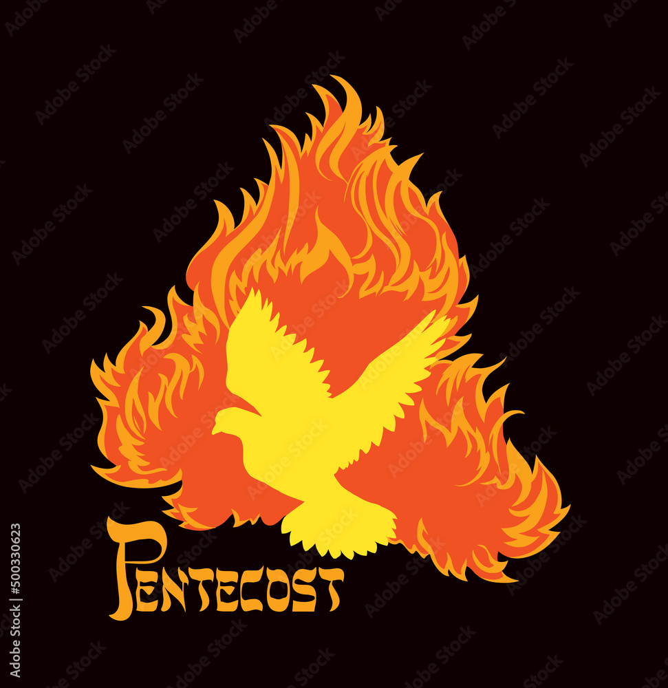 Pentecost sunday. Baptism with the Holy Spirit. Vector drawing icon ...