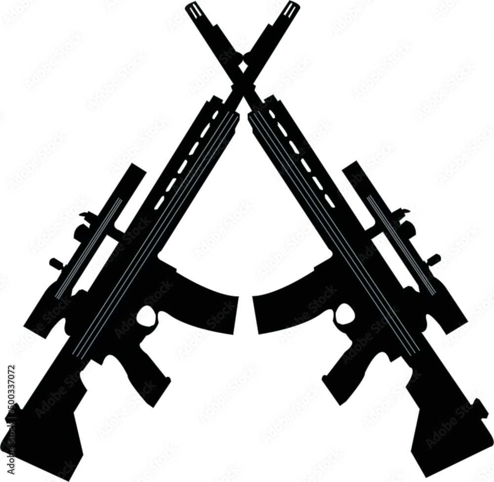 Cross mk416 assault rifle with telescope sniper rifle svg vector cut ...