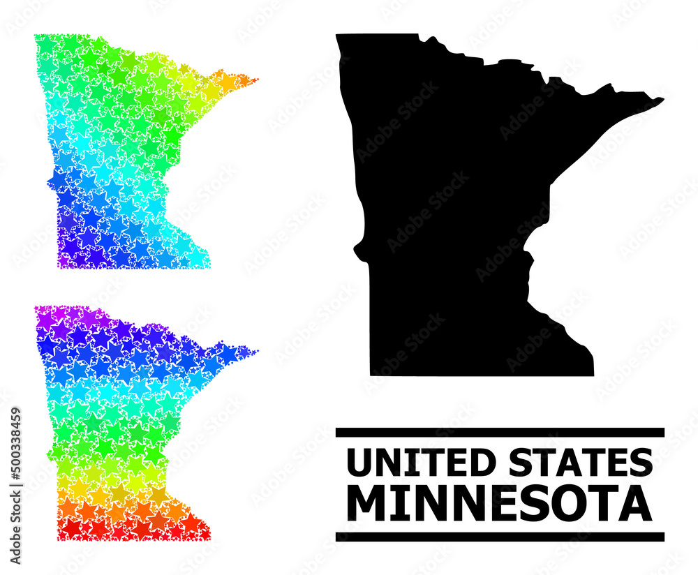 Spectrum gradient star collage map of Minnesota State. Vector colorful ...