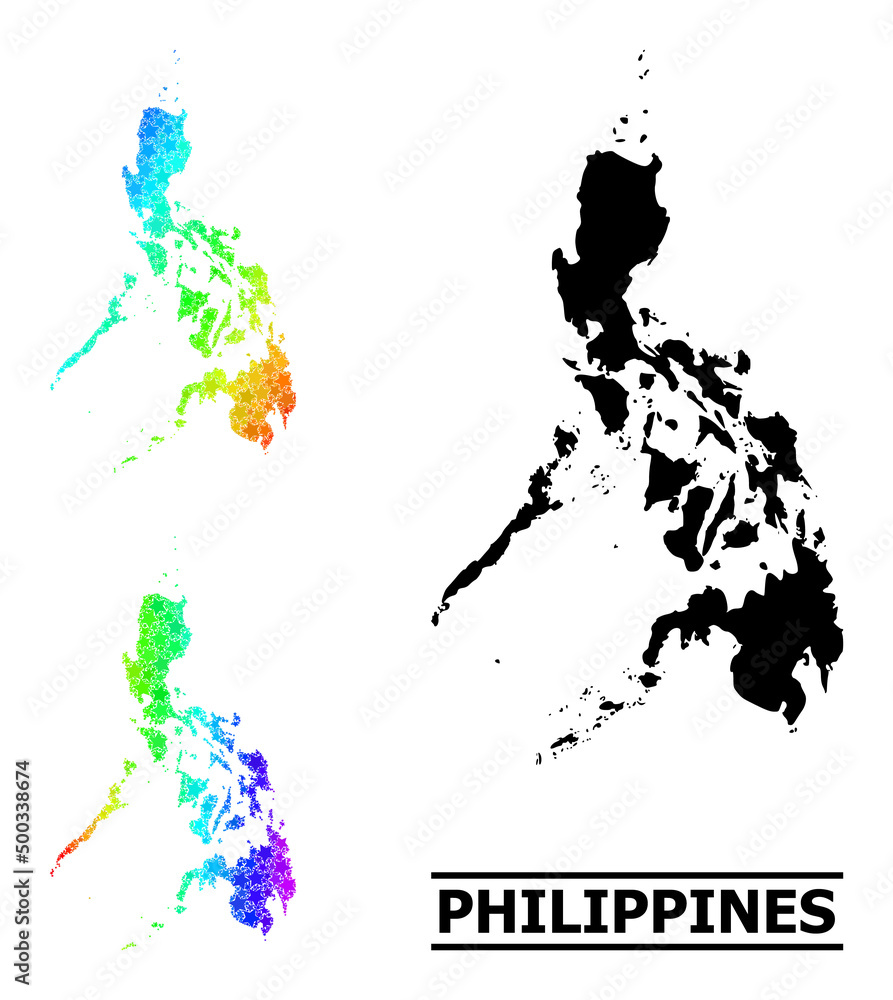 Vetor de Spectrum gradient stars mosaic map of Philippines. Vector ...