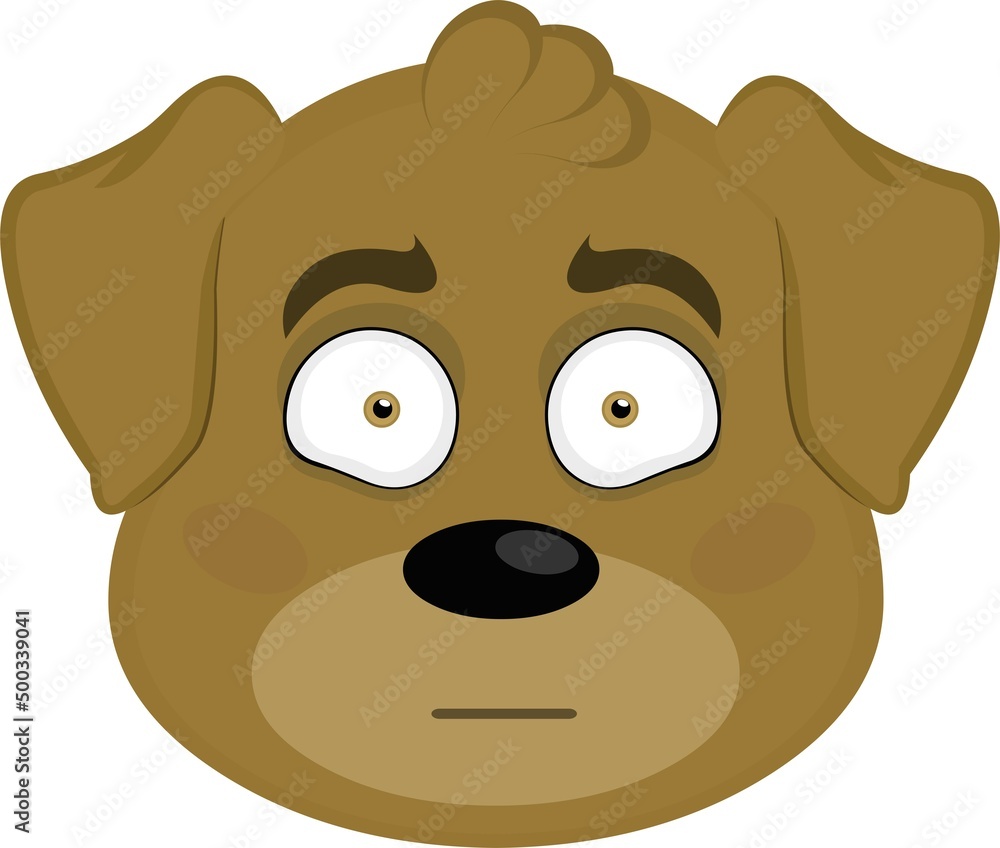 Vector illustration of a cartoon dog's face with a blushing and ...