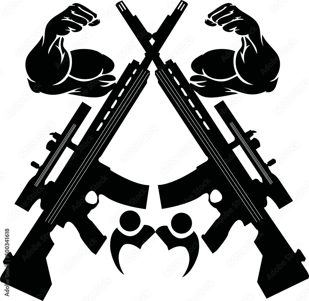 TWO CROSSED MK416 SNIPER RIFLE GUN WORLD WAR 2 GUN SVG VECTOR CUTFILE ...